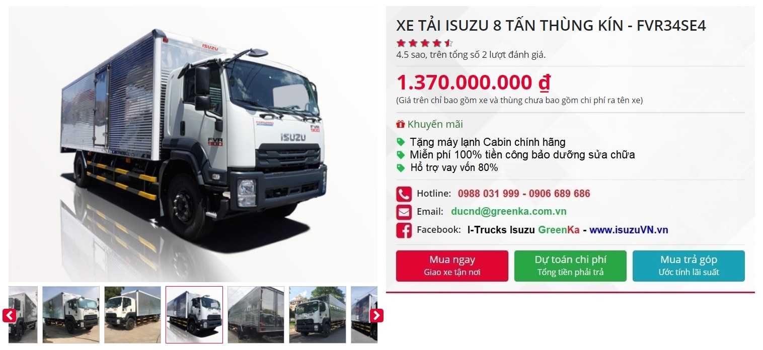 XE TẢI ISUZU 8 TẤN THÙNG KÍN - FVR34SE4 - Isuzu Việt Nam
